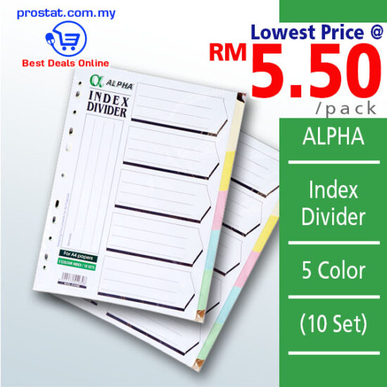 ALPHA Index Divider 5 Color | Wholesale Price Online