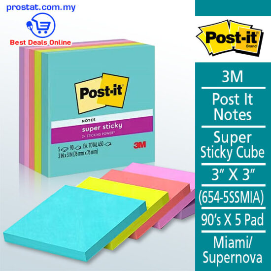 3M Post It Notes ( 654-5SSMIA )Miami/Supernova | Best Price