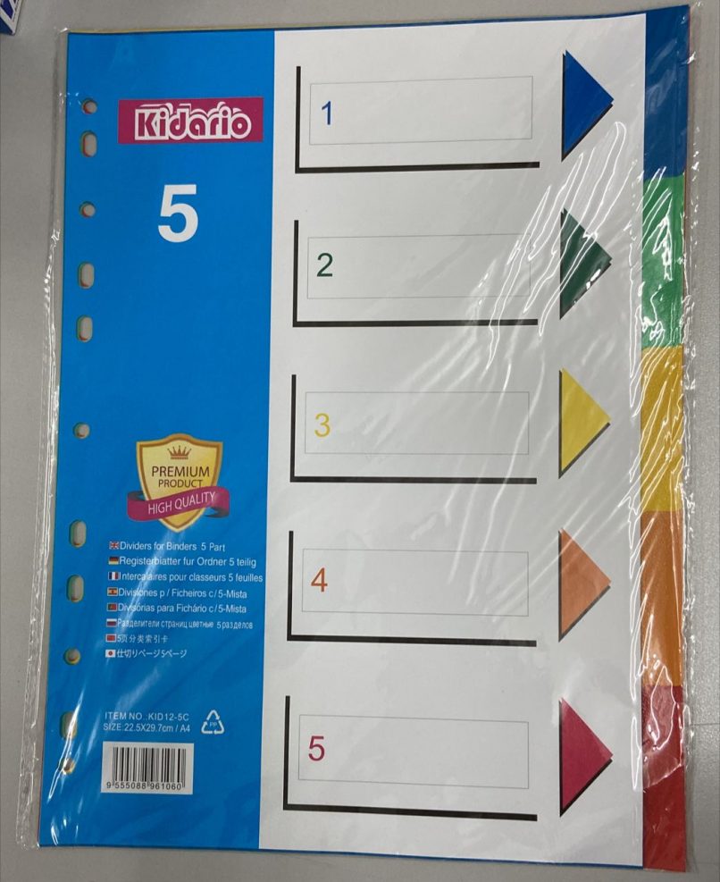 Kidario PP Colour Index Divider 1-5 - ONLINE Office Supply | One-Stop ...