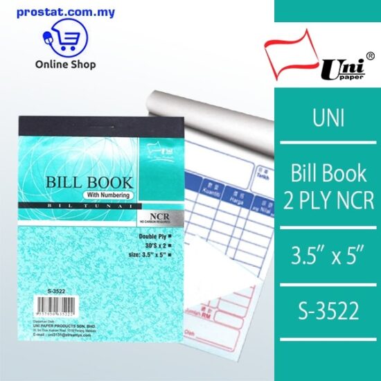UNI Bill Book 2 PLY NCR 3.5" x 5" S-3522 - Lowest Price | One-Stop ...