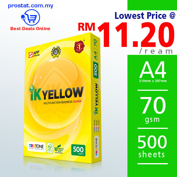 IK YELLOW A4 Copier Paper 70gsm (500 Sheets) | One-Stop Online Office ...
