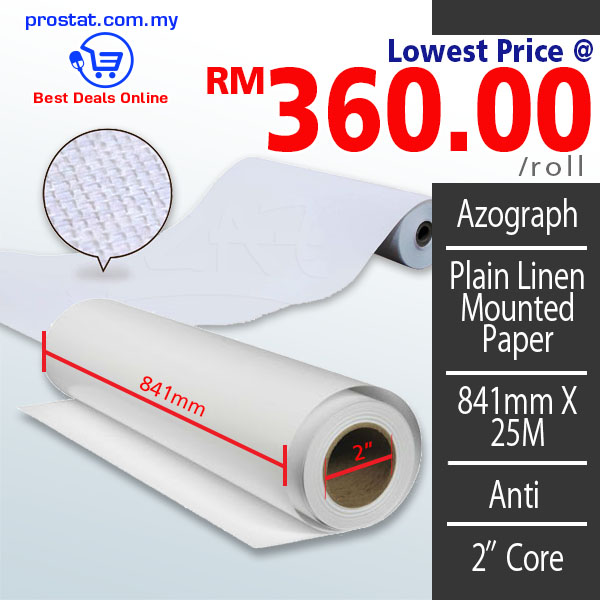 Azograph Plain Linen Mounted Paper 841mm X 25M – Anti 2″ Core ...