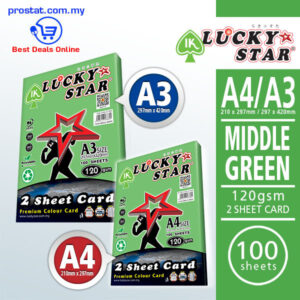 Lucky Star Green Color Card 120gsm A3/A4 (190 Sheets)